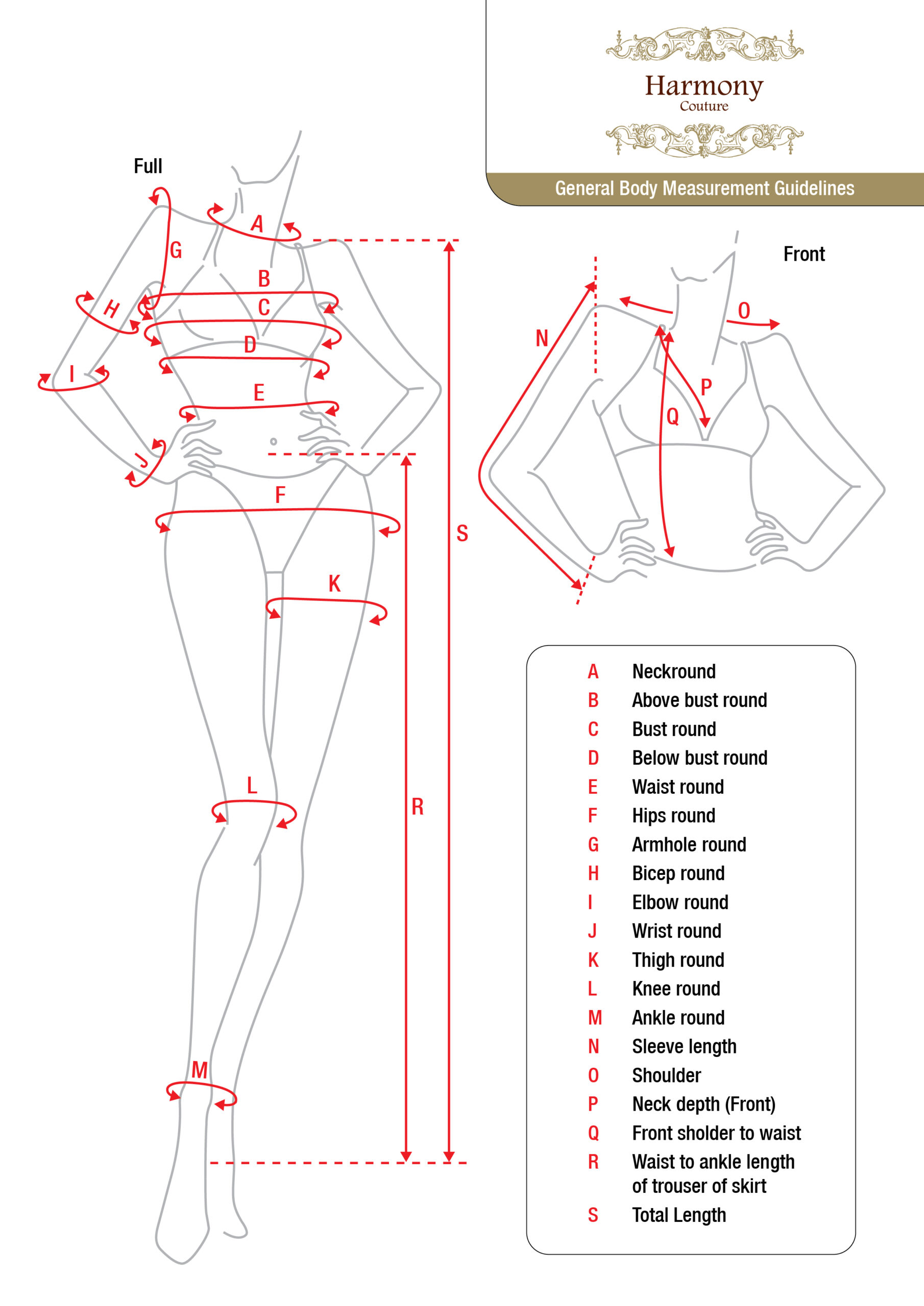 Size Chart – Harmony Couture